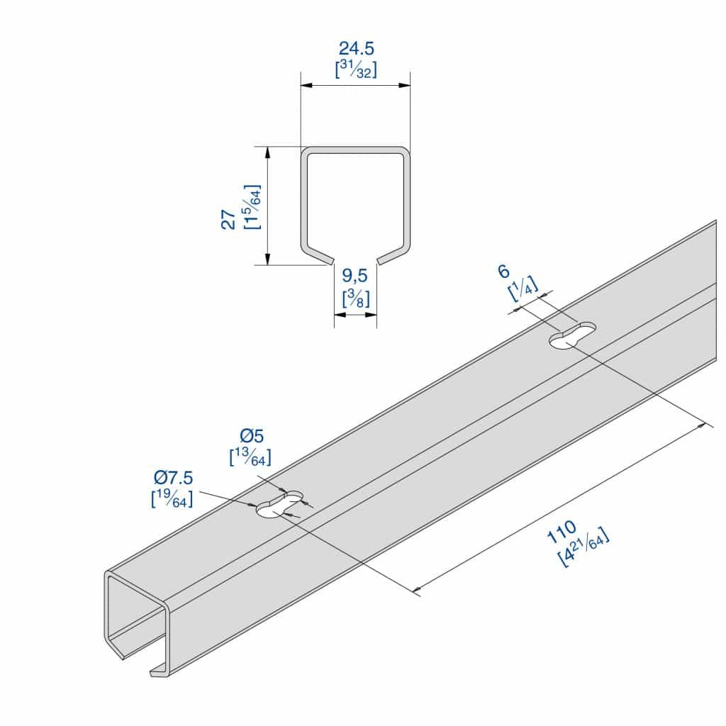 Galvanized steel track for sliding doors - SLID'UP 1200, 1300 by ...