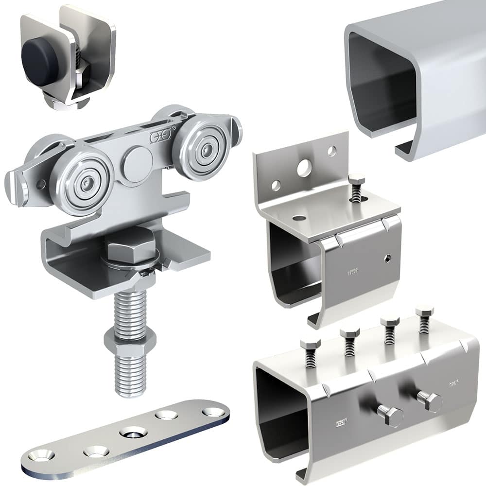 Sliding door hardware kit for doors up to 180 lbs and up to 1-1/16 ...