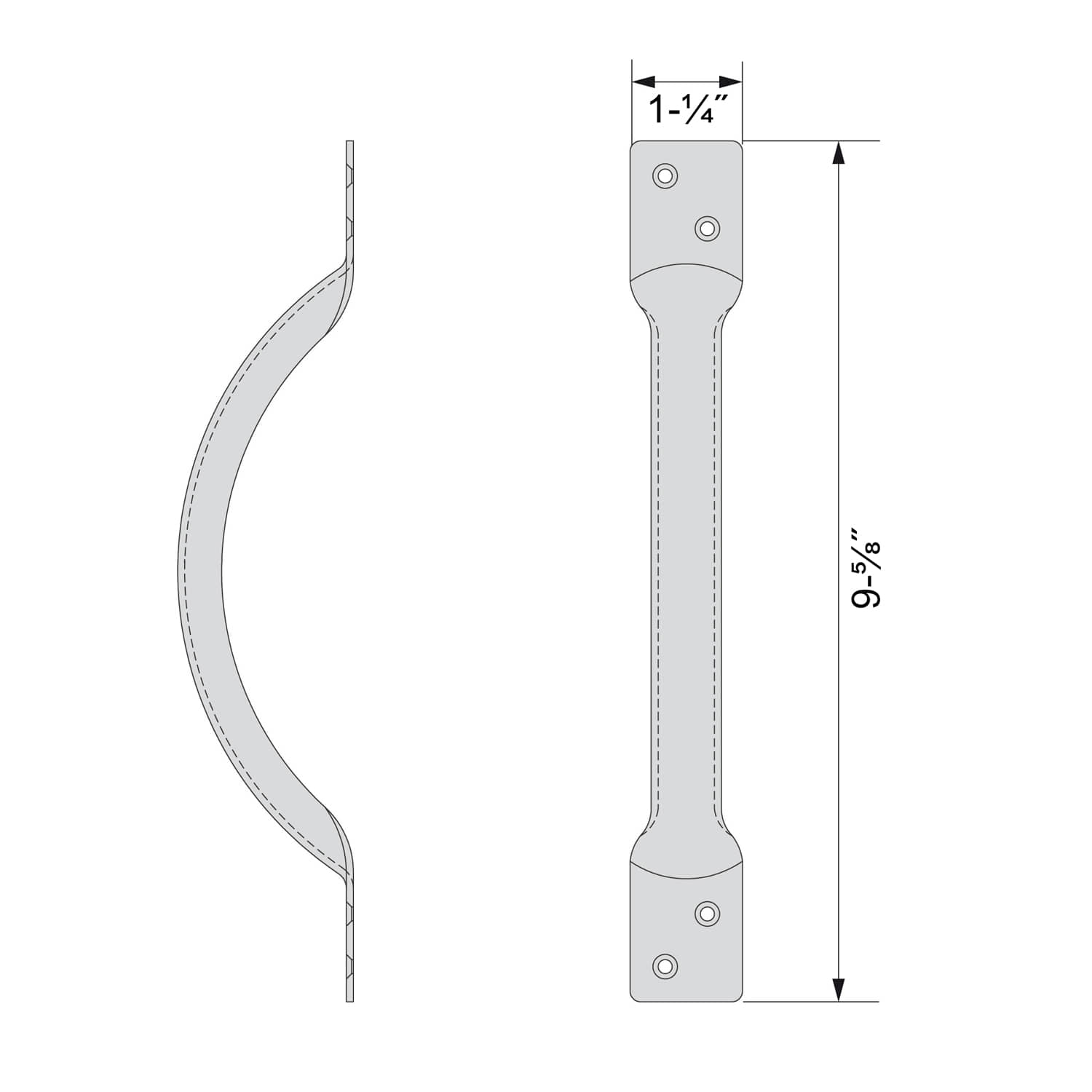 Heavy duty sliding door pull handle - 4 fasteners - SLID'UP by MANTION