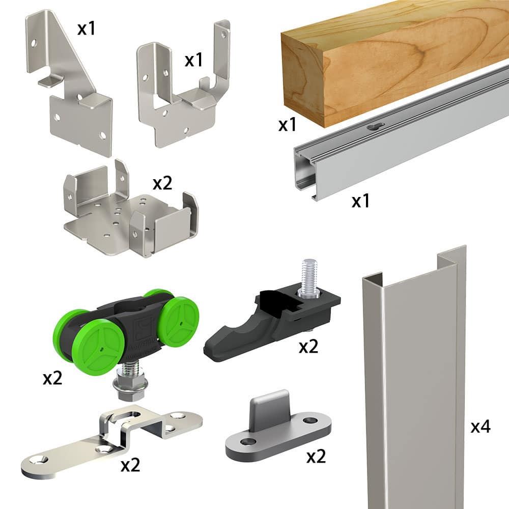 Pocket Door Hardware Kit 58 Inch Track for 1 Door Up to 8 ft Height and 100 lbs SLID UP 2200